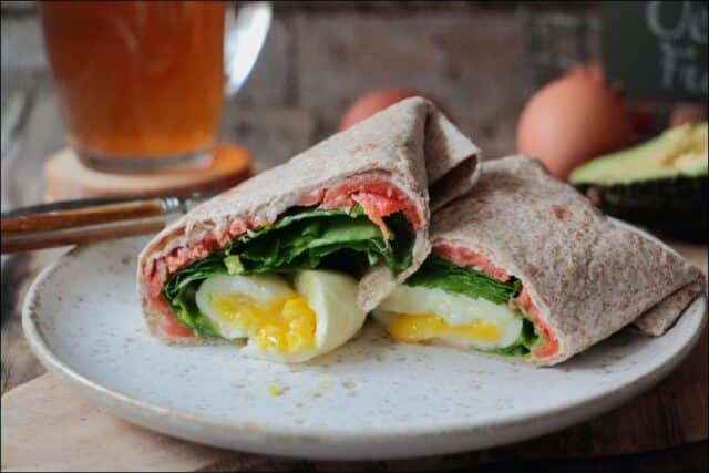 Wrap de petit-déjeuner au saumon avocat et oeuf mollet - Happy papilles